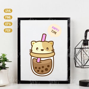 Bubble Tea With Cut Animal, Animal Bubble Tea, Bubble Tea SVG Cut File ...
