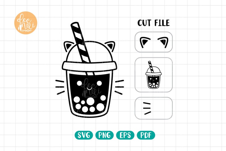 Cute Bubble Tea SVG Cut File Cute Boba Bubble Tea Milk Tea | Etsy