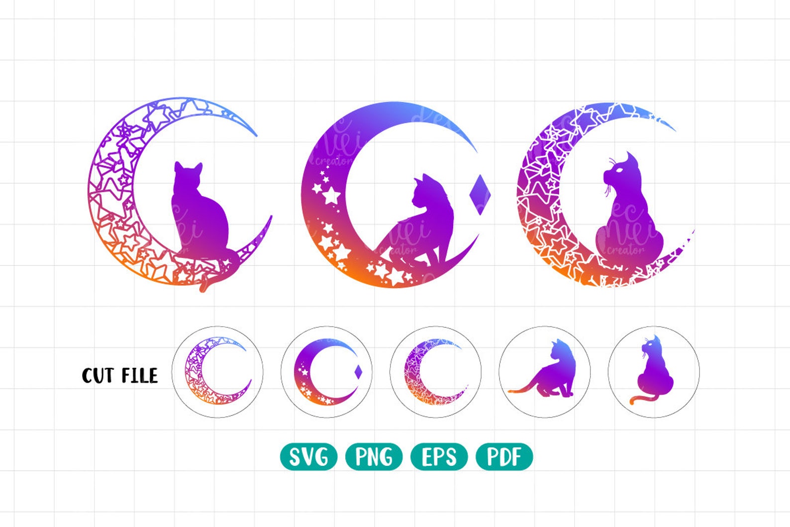 Moon Cat Svg Mystical Black Cat Png Moon and Cat Svg Black - Etsy