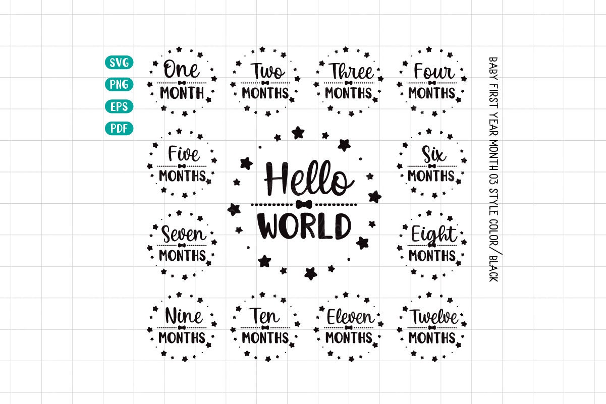 Art & Collectibles Digital first birthday Baby Monthly SVG Hello world ...