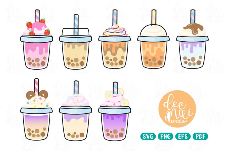 Bubble Tea Collection SVG Cut File Cute Boba Tea Milk Tea - Etsy
