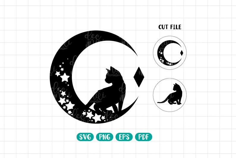 Moon Cat Svg Mystical Black Cat Png Moon and Cat Svg Black - Etsy