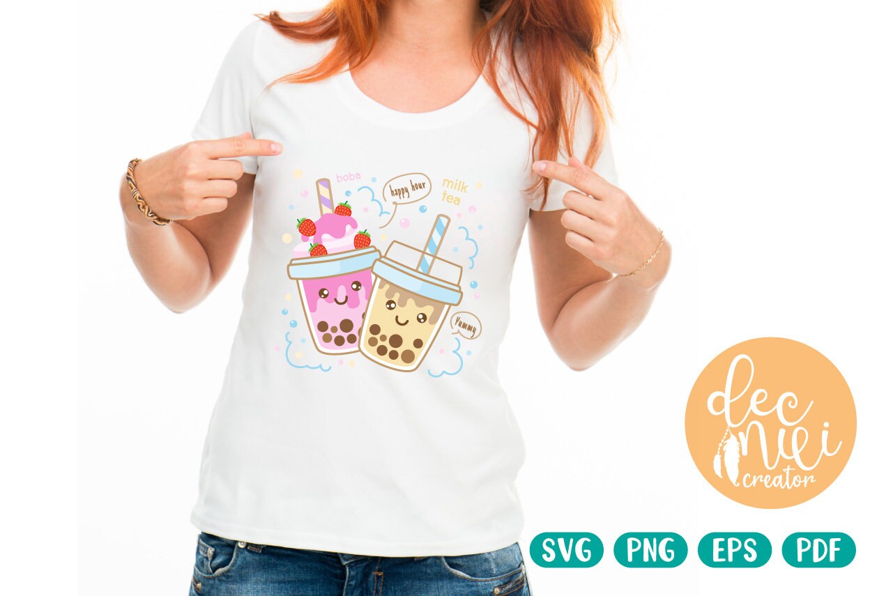 Sweet Bubble Tea SVG Cut File, Cute Boba Tea, Milk Tea Clipart Eps Png ...