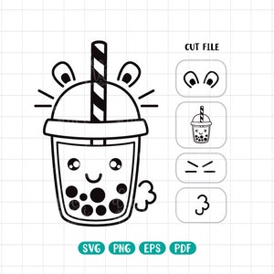 Cute Bubble Tea Bunny SVG Cut File, Cute Boba Bubble Tea, Milk Tea ...