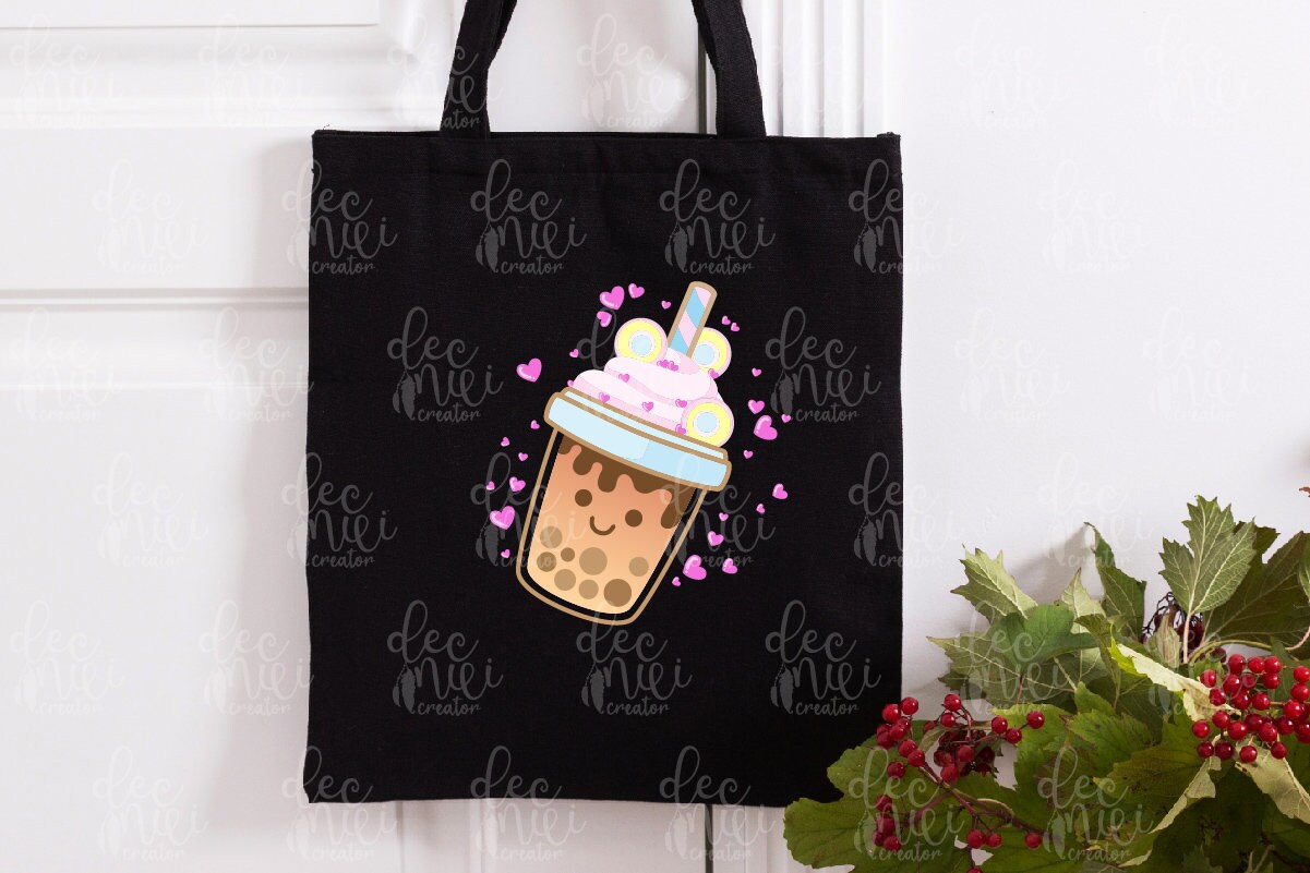 Sweet Bubble Tea With Love SVG Cut File, Cute Boba Tea, Milk Tea ...