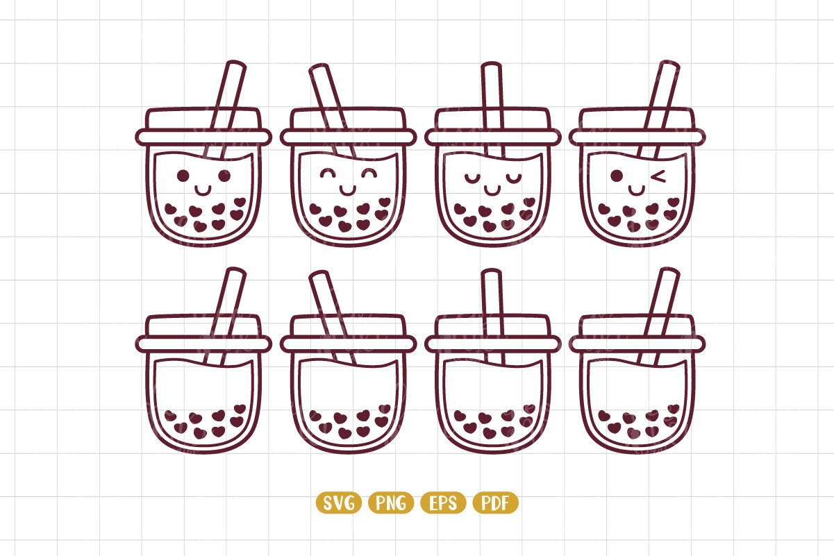 Bubble Tea Collection No. 02 | SVG File, Cute Boba Tea, Milk Tea ...