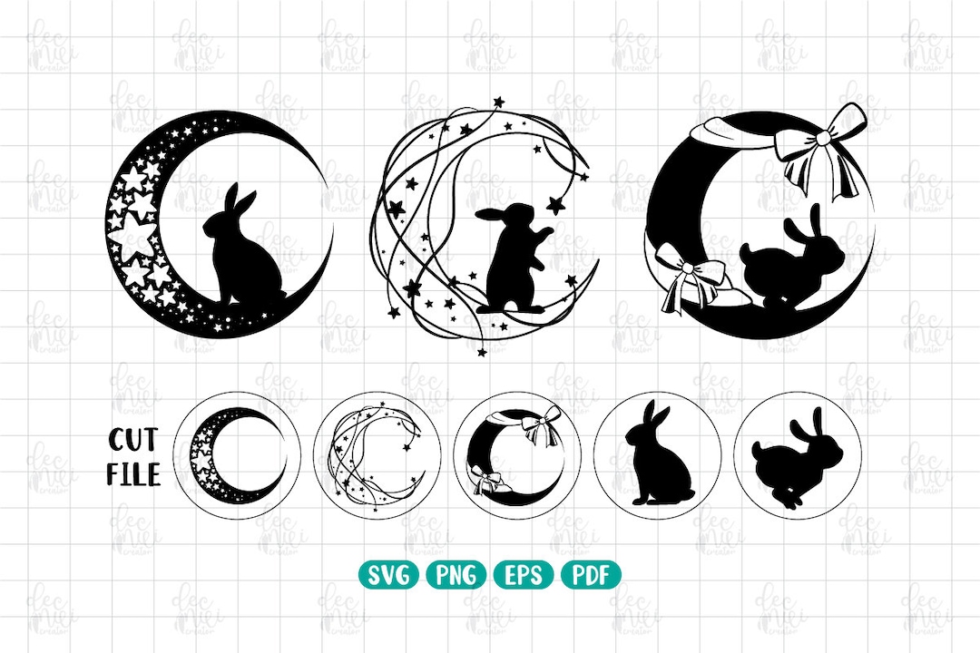 Moon Bunny SVG: Mystical Rabbit Cut Files (digital Download) - Etsy