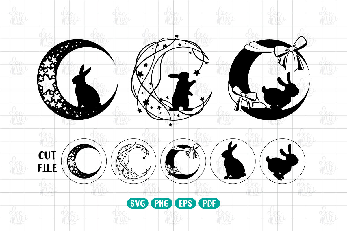 Moon Bunny Svg Mystical Black Bunny Png Moon and Rabbit Svg - Etsy