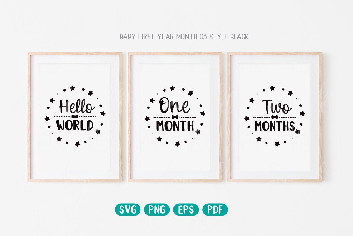 Art & Collectibles Digital first birthday Baby Monthly SVG Hello world ...