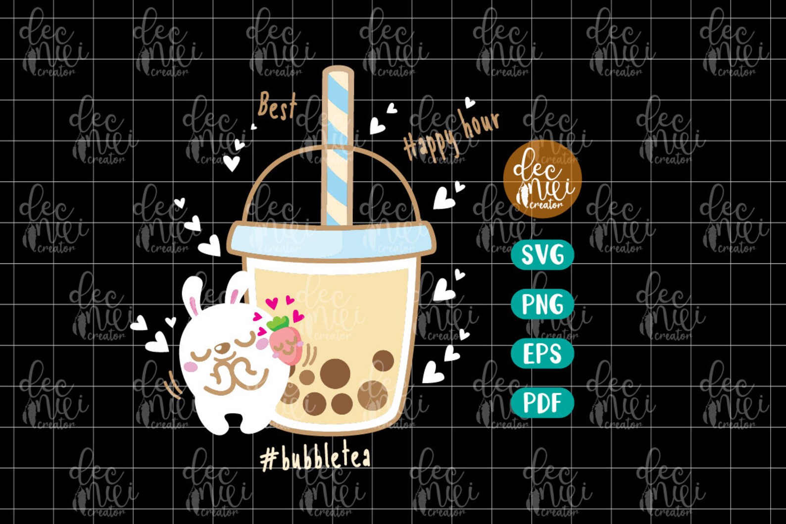 Bubble Tea Happy Hour SVG cut File Cute Boba Bubble Tea Milk | Etsy