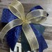 Large Navy Blue and Gold Bow, Beach Bow With Gold Shell, Nautical ...
