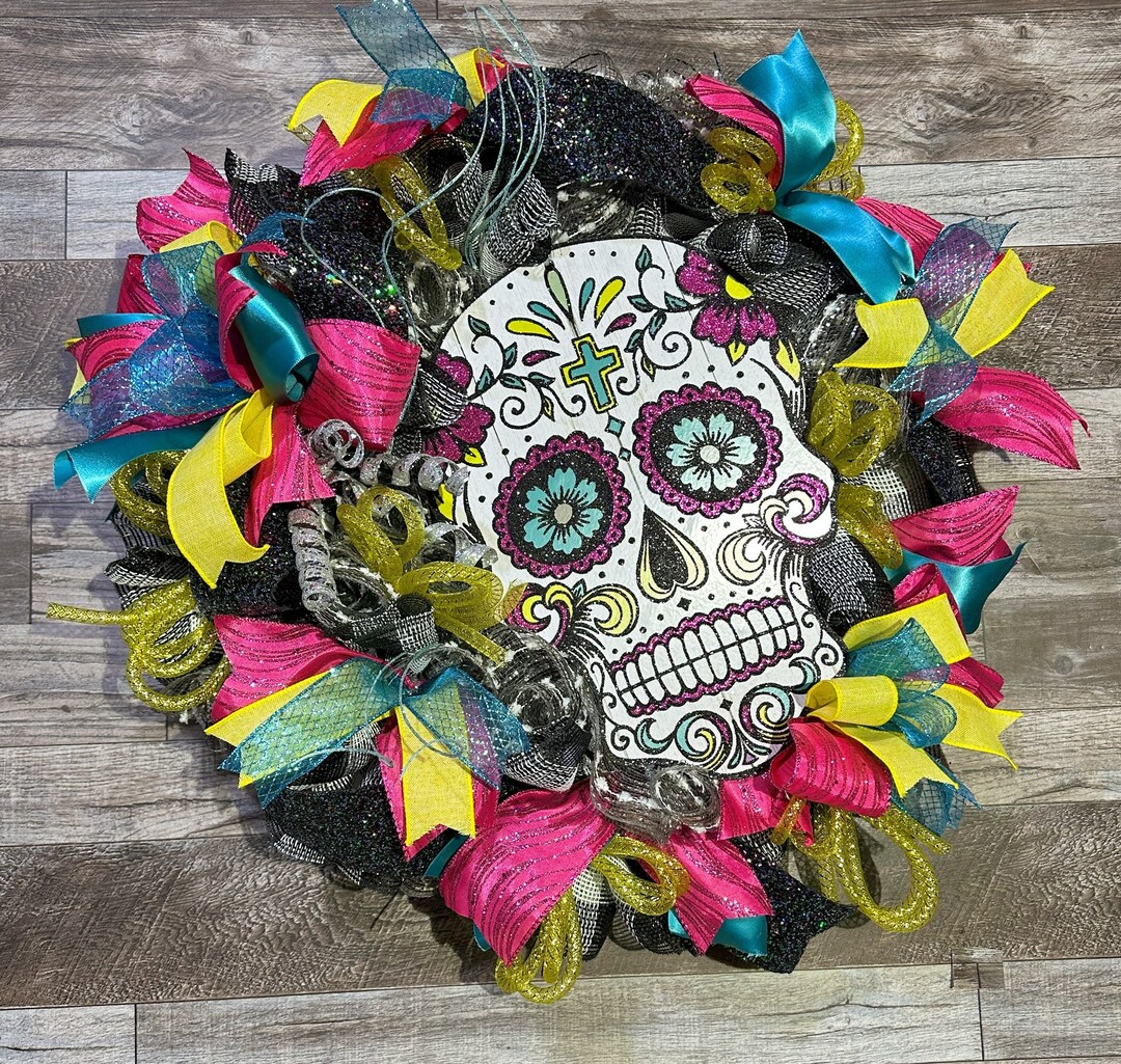 Dia De Los Muertos Day of the Dead Front Door Wreath, Spanish ...