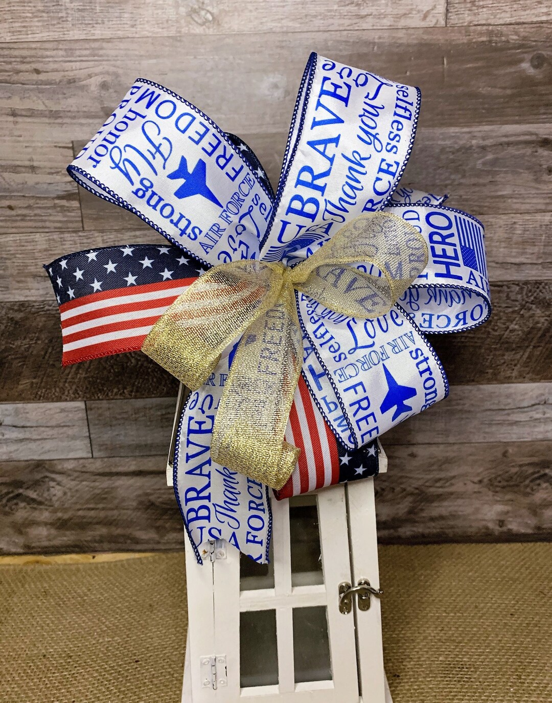 Air Force Military Bow for Wreath, Door Hanger, Stairs, Lantern ...