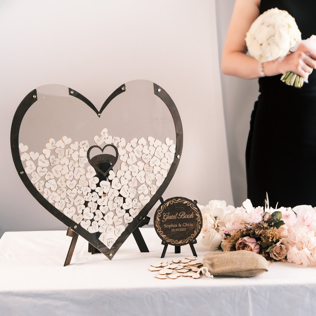 Personalized Wooden Guest Book Frame Choose Your Count-shape: Heart ...