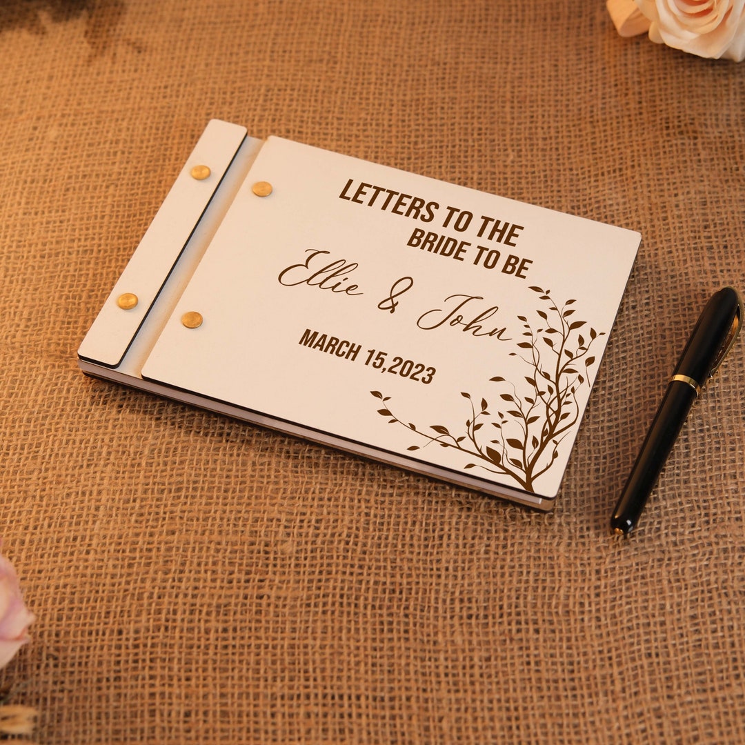 Wooden Wedding Guest Book, Letters to the Bride, Personalized Laser ...