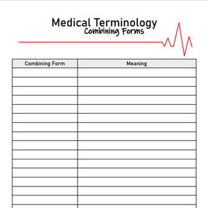 Medical Terminology Combining Forms Blank Printable Study Guide - Etsy
