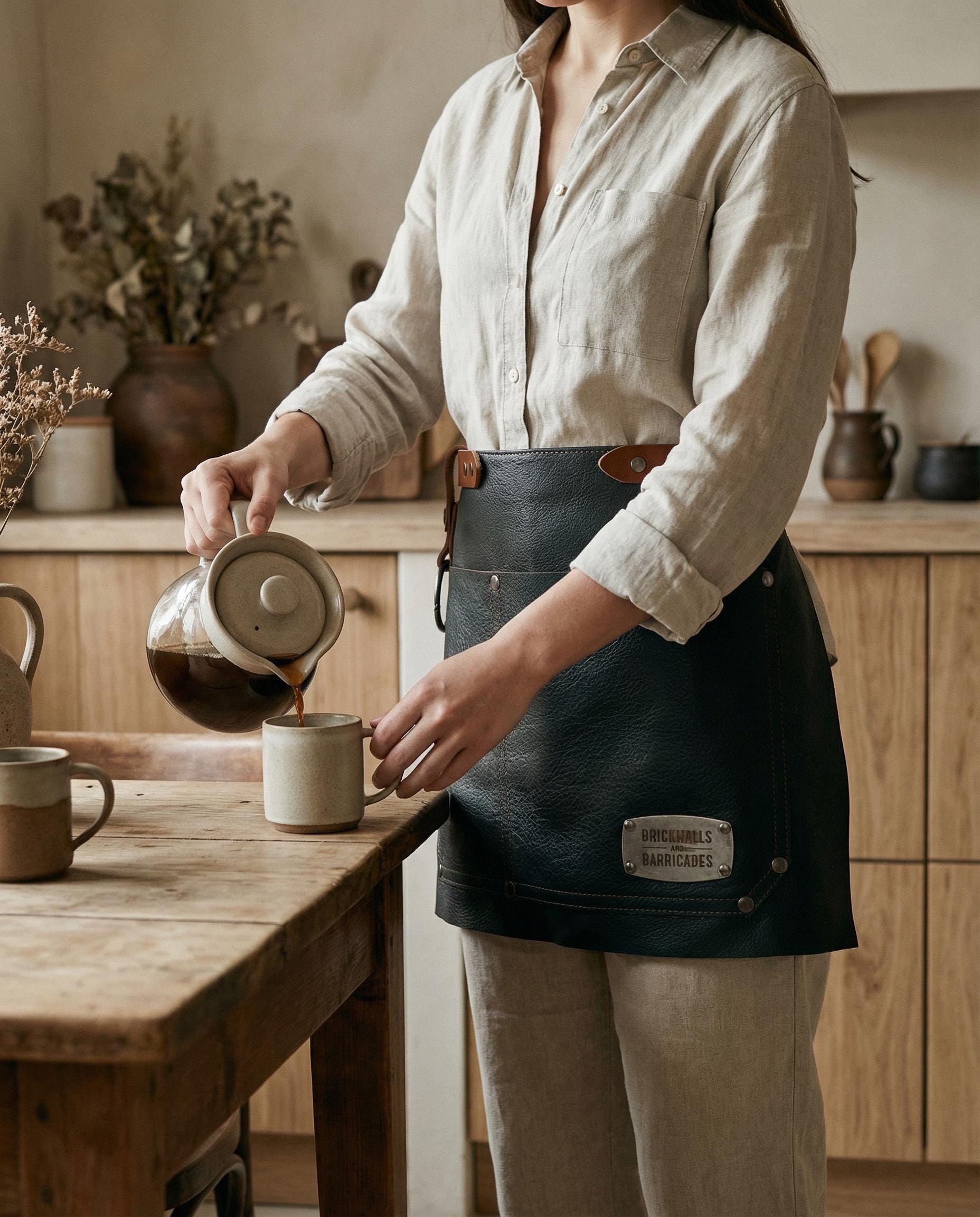 Leather Bistro Apron | Waist Apron | Stain-free | Half Apron | Waiter ...