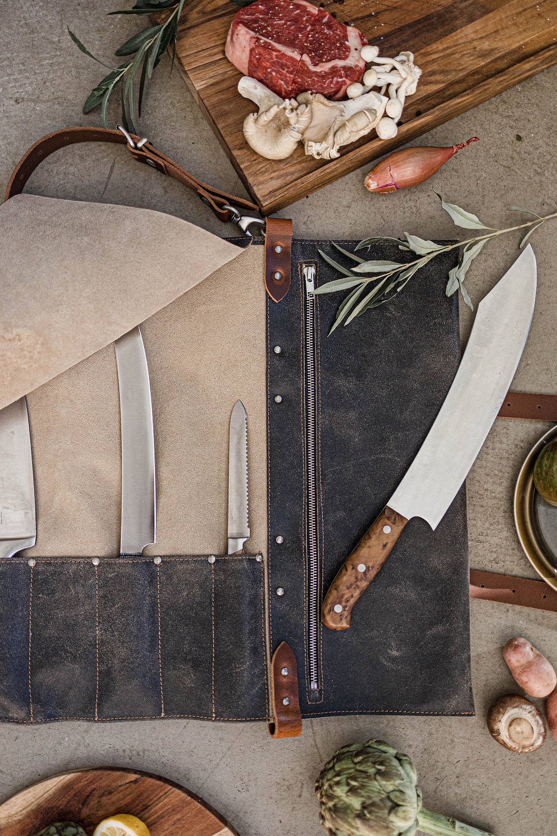 12 Sloth Extra Large Leather Knife Roll Bag Vintage Look - Etsy