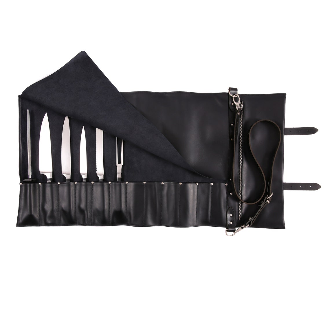 12 Sloth Extra Large Leather Knife Roll Bag Black Cow - Etsy