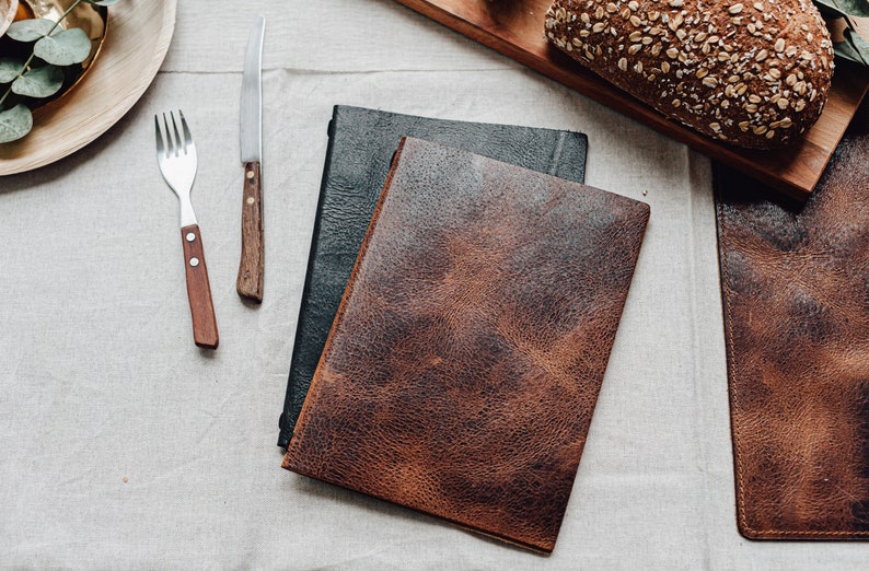 Luxury Leather Menu Holders Set, Handcrafted in the Netherlands (A4 ...