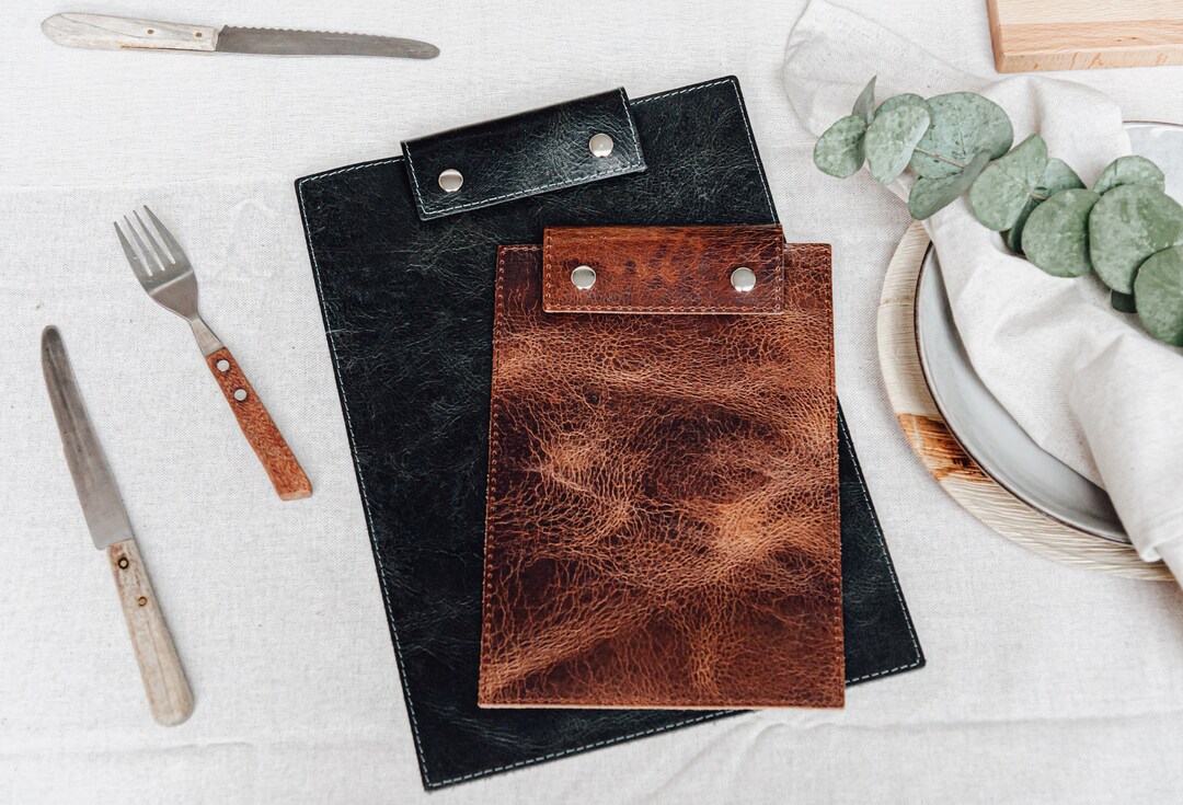 2 Pcs Luxury Leather Menu Holders Set A4 and A5, Clipboard. Thick and ...