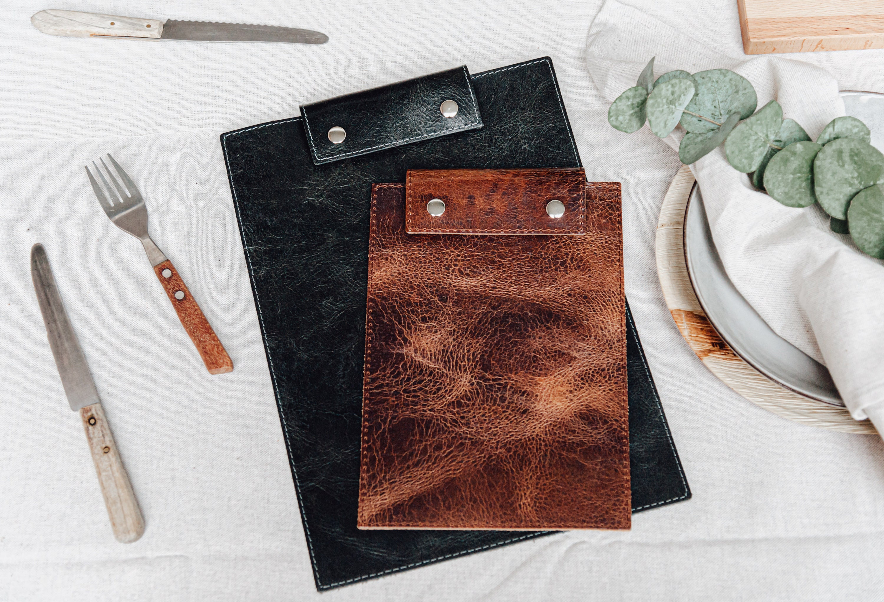 2 Pcs Luxury Leather Menu Holders Set A4 and A5, Clipboard. Thick and ...