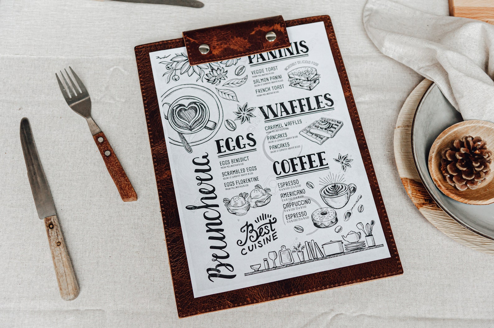 2 Pcs Luxury Leather Menu Holders Set A4 and A5, Clipboard. Thick and ...