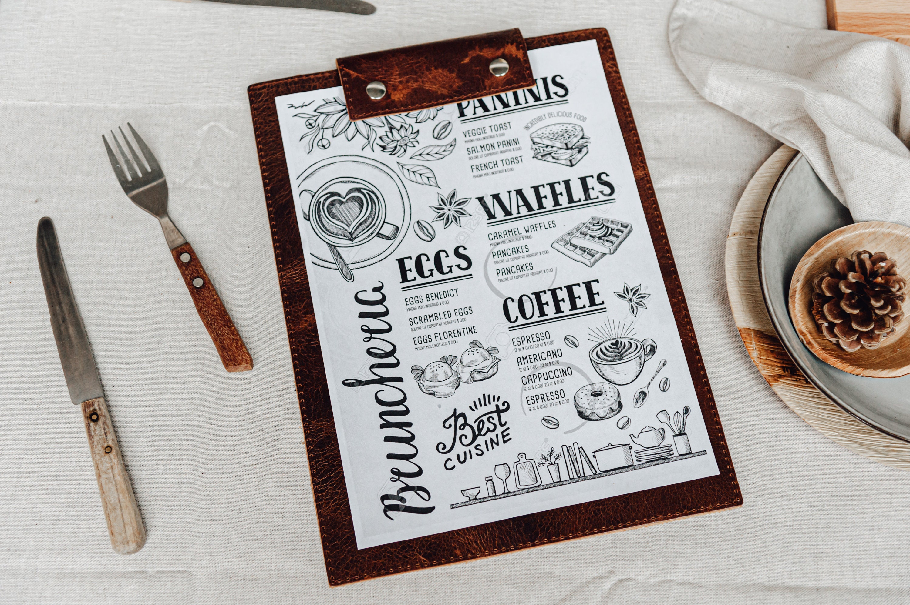 2 Pcs Luxury Leather Menu Holders Set A4 and A5, Clipboard. Thick and ...