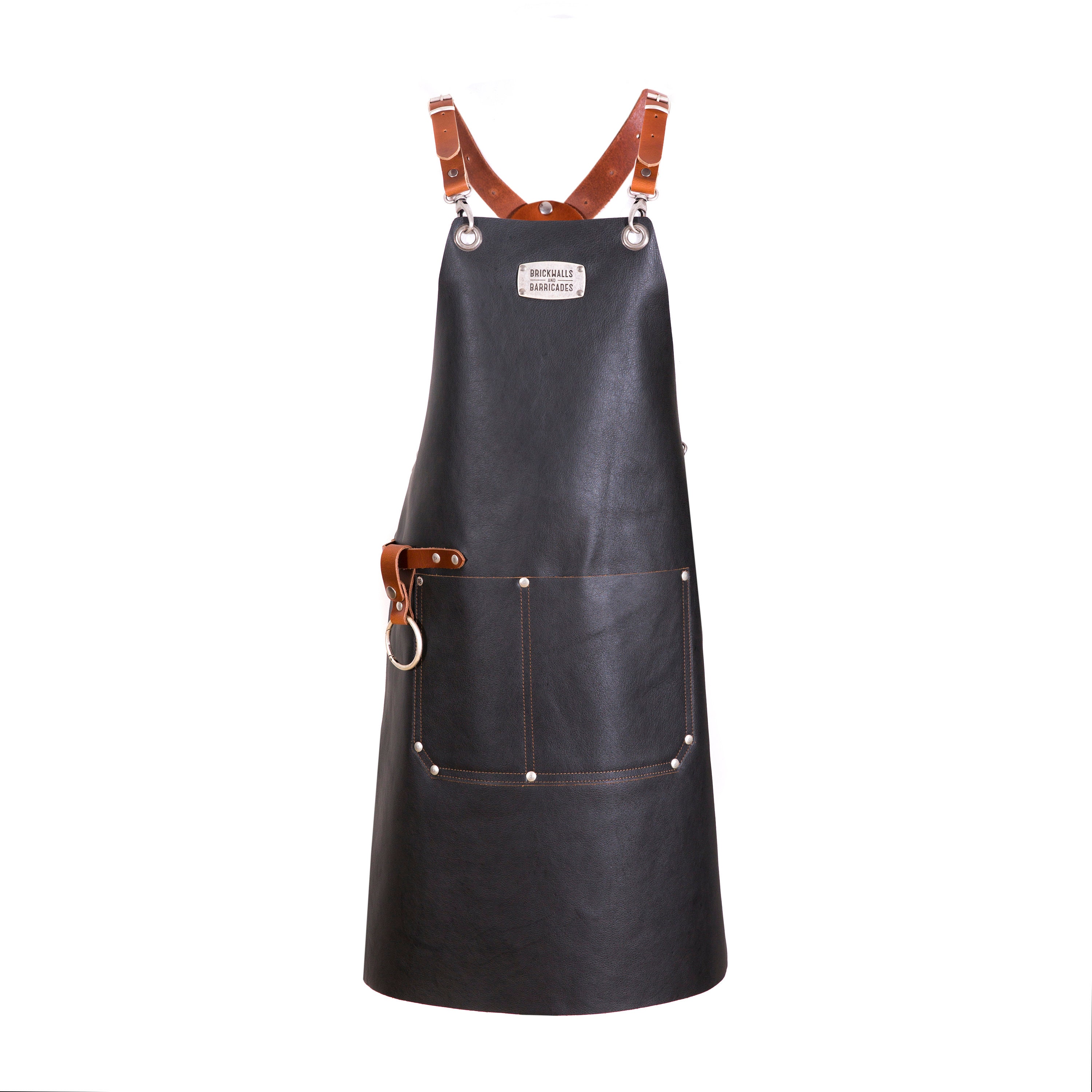 100% Stain-free Black Leather Apron | Comfortable Cross-back Shoulder ...