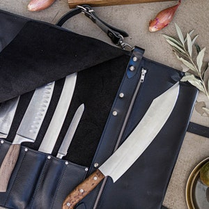 12 Sloth Extra Large Leather Knife Roll Bag - Black | Cow Leather ...