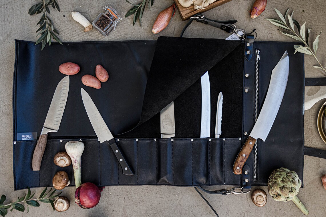 12 Sloth Extra Large Leather Knife Roll Bag Black Cow - Etsy