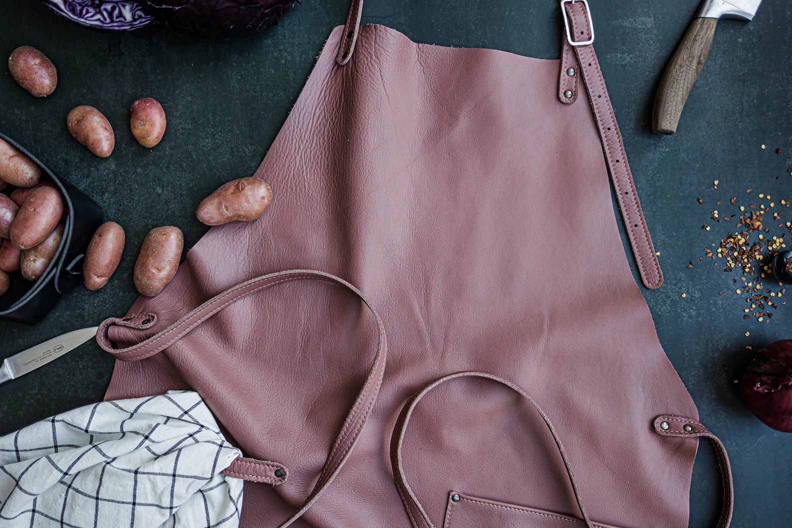 Pink Leather Apron for Women | Premium Quality Luxury Leather Kitchen ...