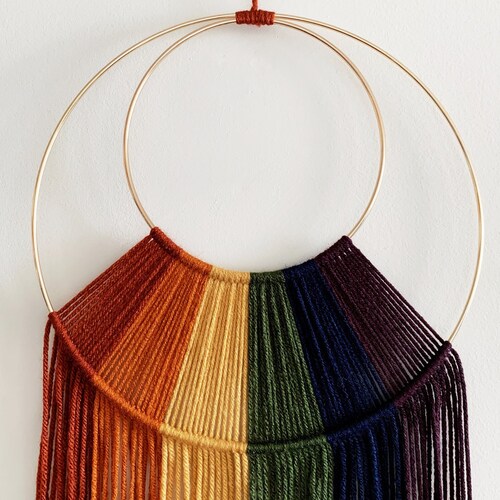 Rainbow Color Yarn Hoop Wall Hanging / Macrame Wall Hanging/ - Etsy