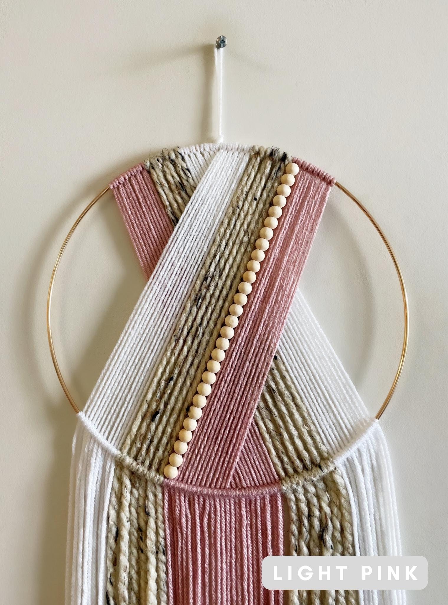 Pink Yarn Hoop Wall Hanging / Macrame Wall Hanging / Pink | Etsy