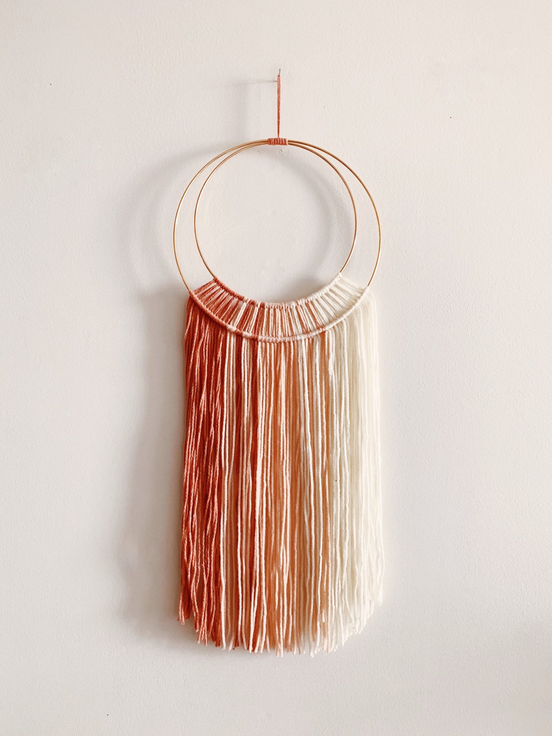 Pink Yarn Hoop Wall Hanging / Macrame Wall Hanging / Nursery Decor - Etsy
