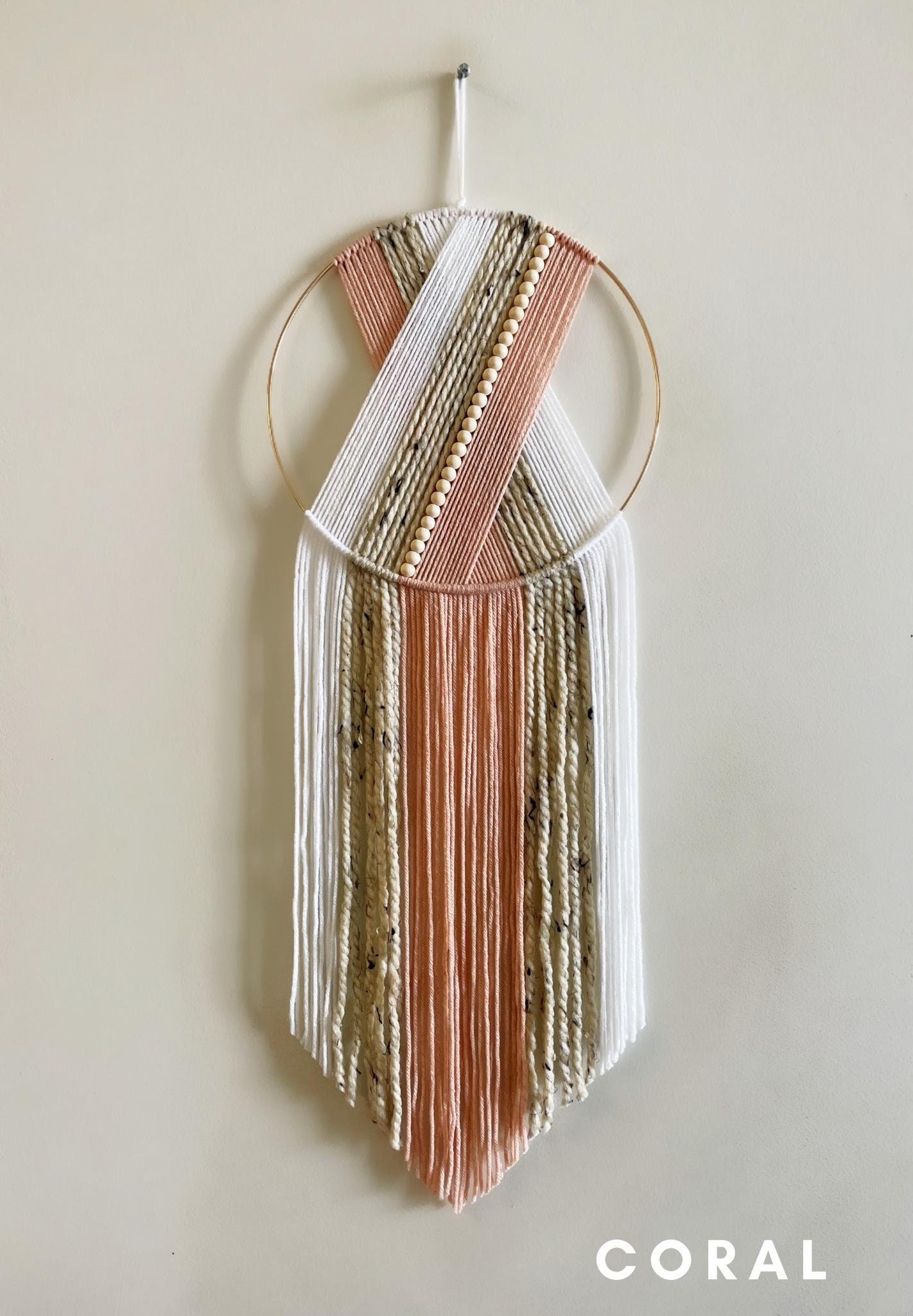 Pink Yarn Hoop Wall Hanging / Macrame Wall Hanging / Pink | Etsy