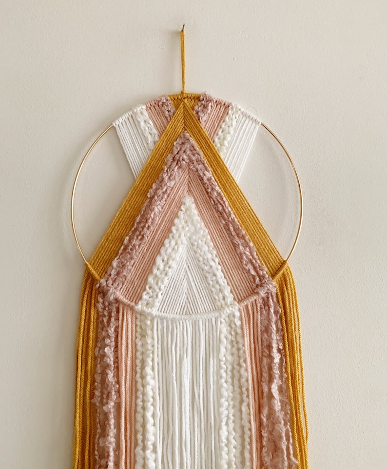 Home & Living Macrame Hoop Mustard Cream Wall Hanging Wall Décor etna ...