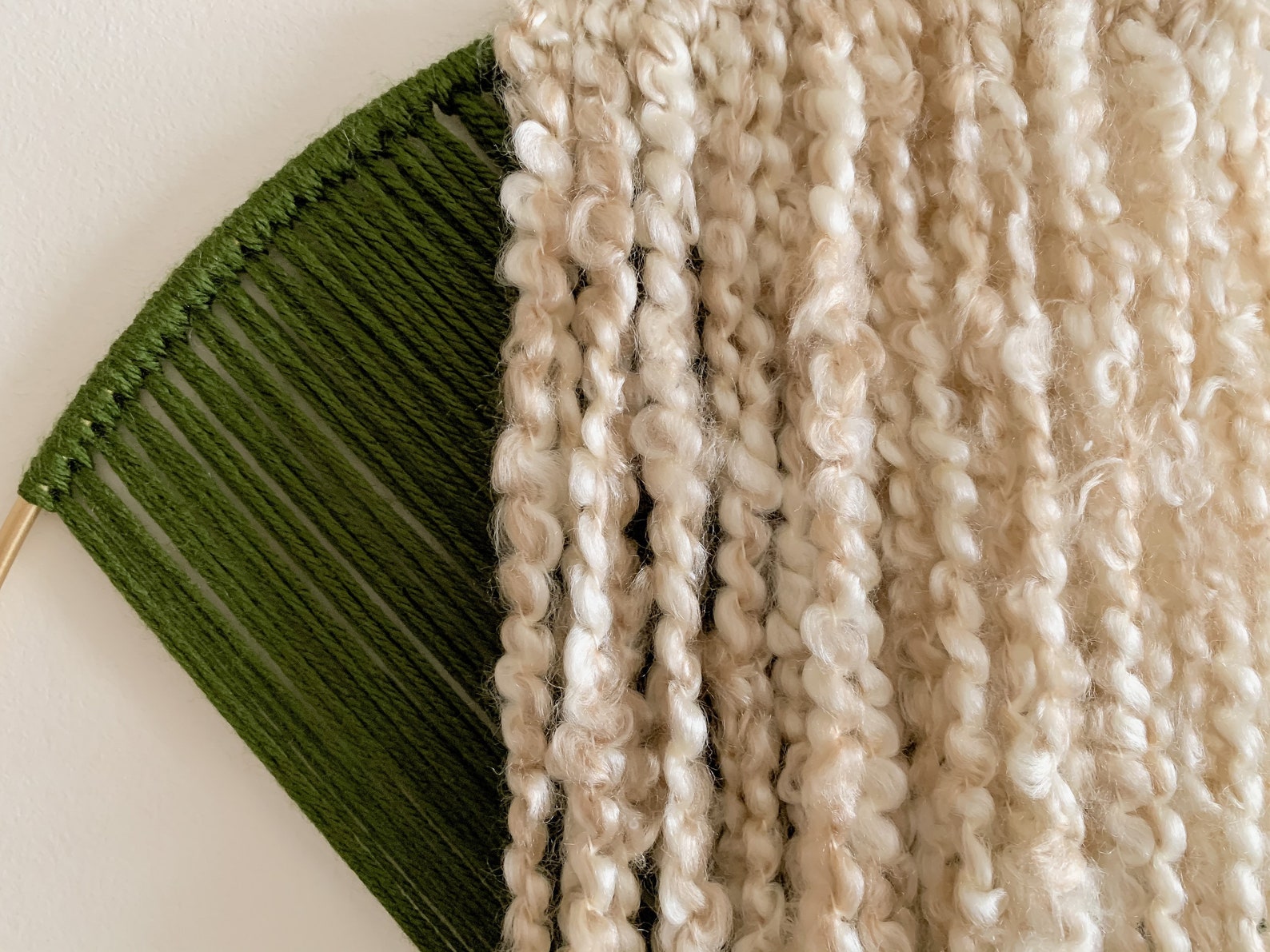 Modern Green and Beige Hoop Yarn Wall Hanging - Etsy
