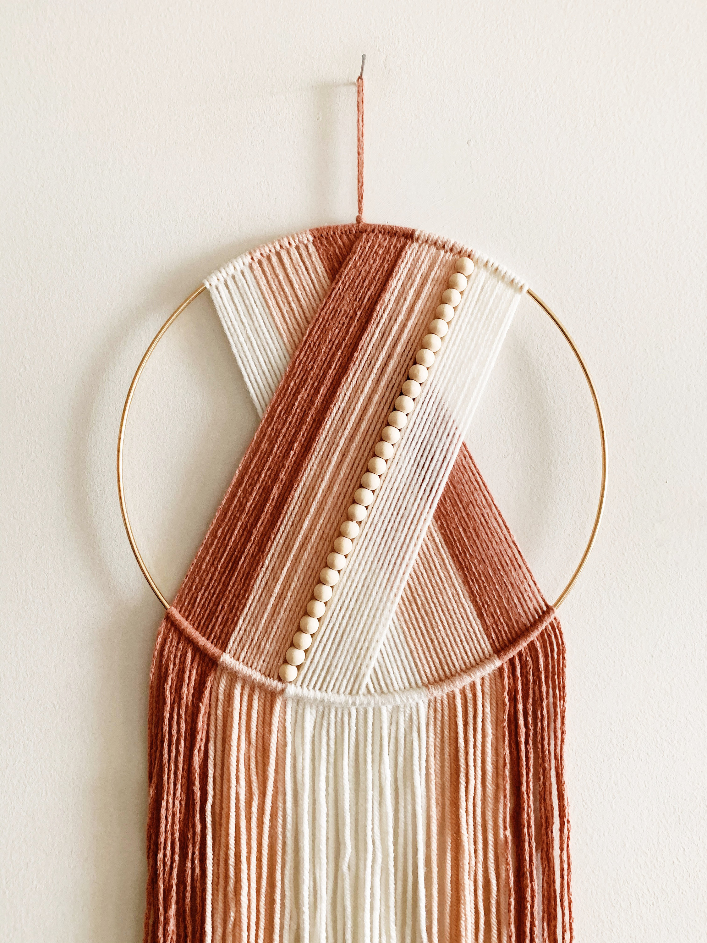 Pink Beaded Yarn Hoop Wall Hanging / Macrame Wall Hanging / - Etsy