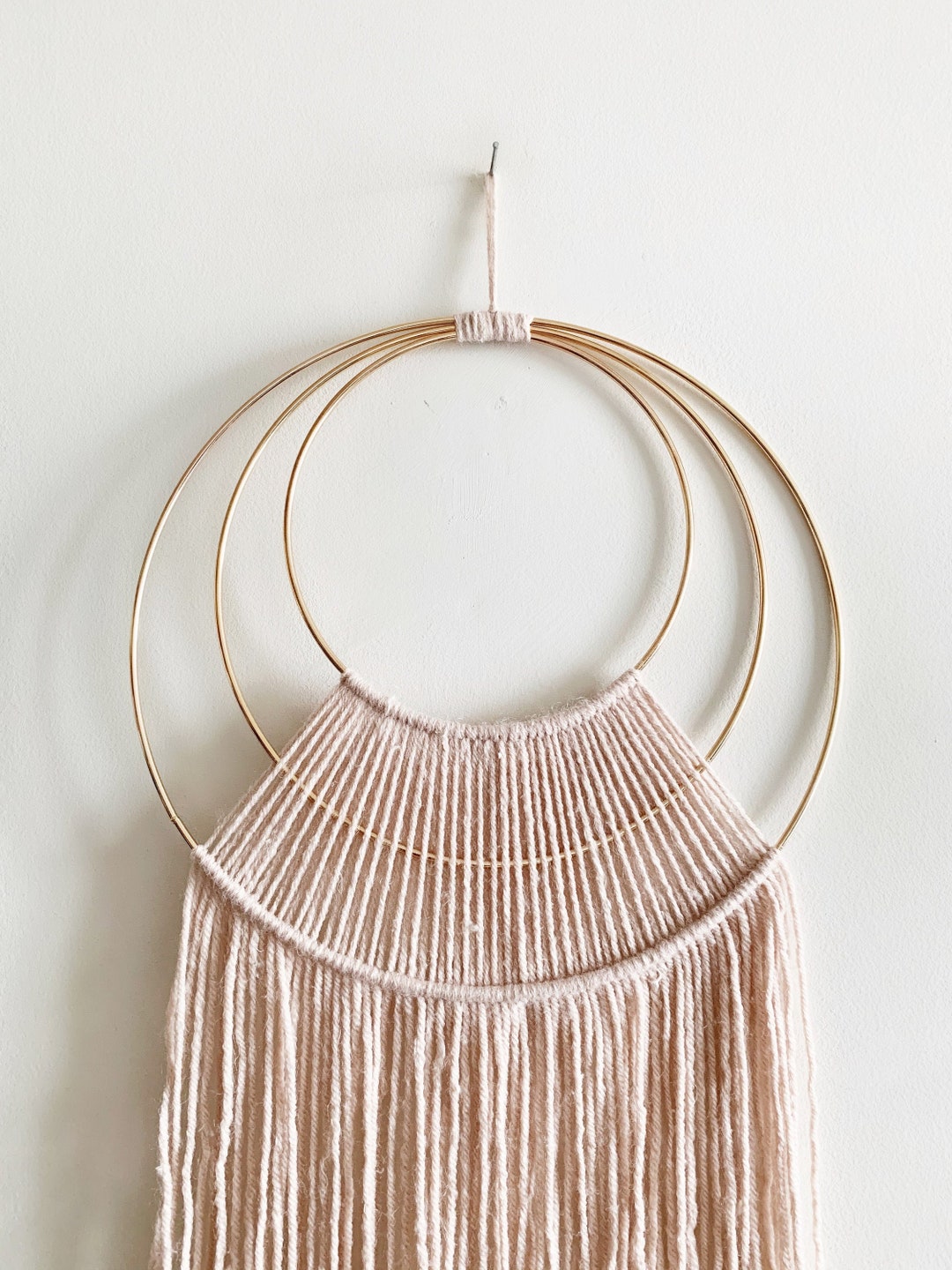 Light Pink Yarn Hoop Wall Hanging / Macrame Wall Hanging / Modern Boho ...