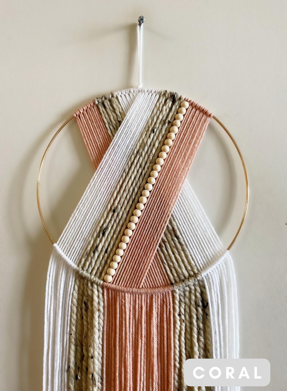 Pink Yarn Hoop Wall Hanging / Macrame Wall Hanging / Pink | Etsy