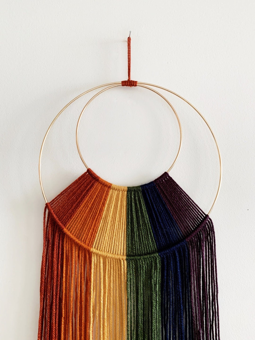 Rainbow Color Yarn Hoop Wall Hanging / Macrame Wall Hanging/ Nursery ...