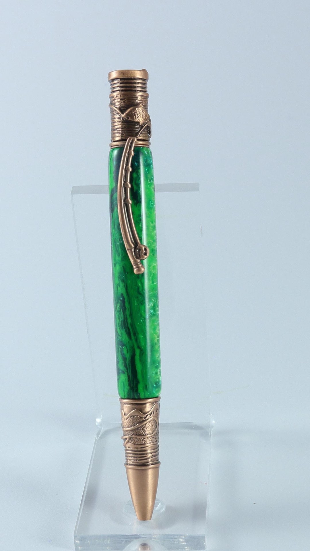 Fly Fishing Themed Ballpoint Pen - Metallic Green/blue Acrylic ...