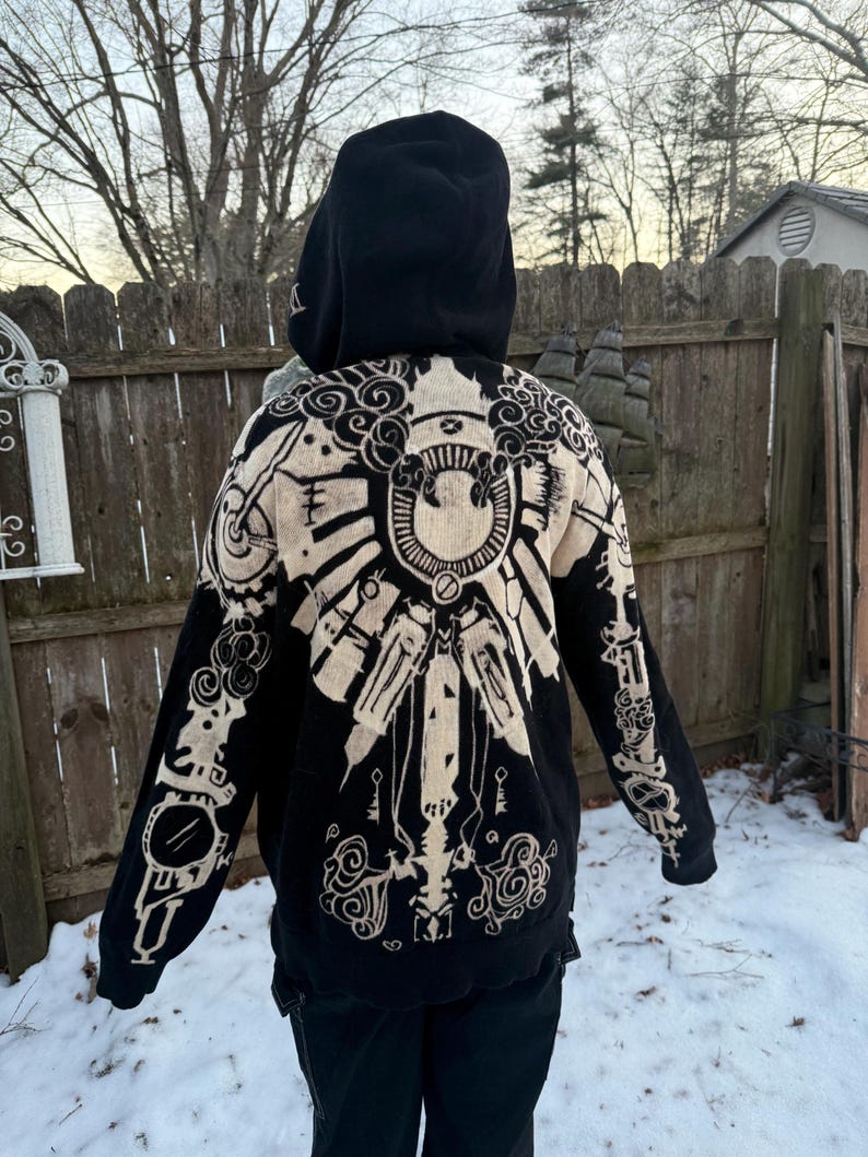 ARCANE Vi Tattoo Hoodie - Hand Painted Bleach Design, 100% Cotton ...