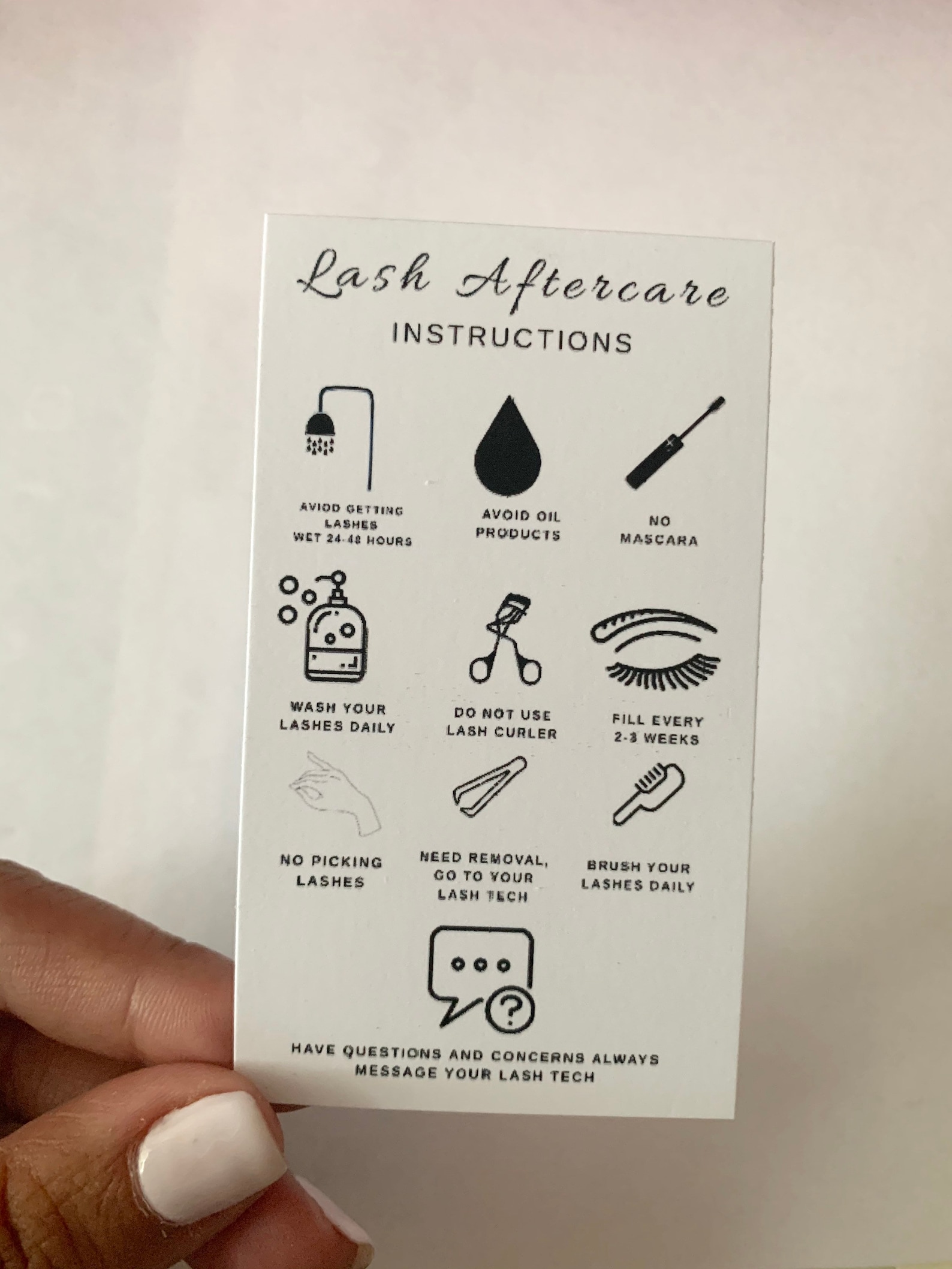 Lash Aftercare Instructions Cards (20) Instructional Cards-lash ...