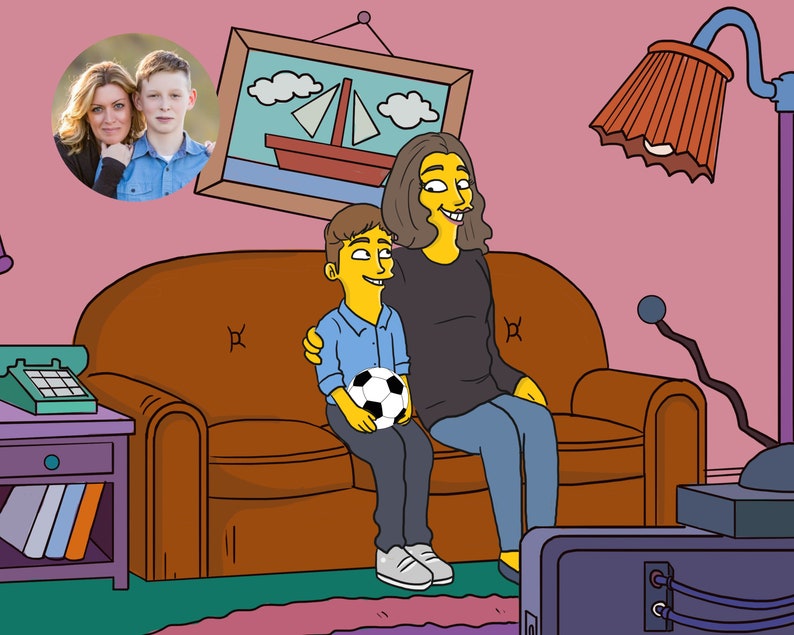 SIMPSONS PORTRAIT on the Couch Simpsons Family Portrait - Etsy