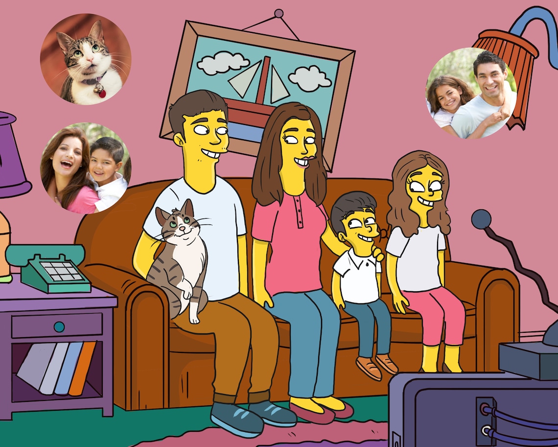 PORTRAIT SIMPSON sur le canapé simpsons portrait de famille - Etsy France