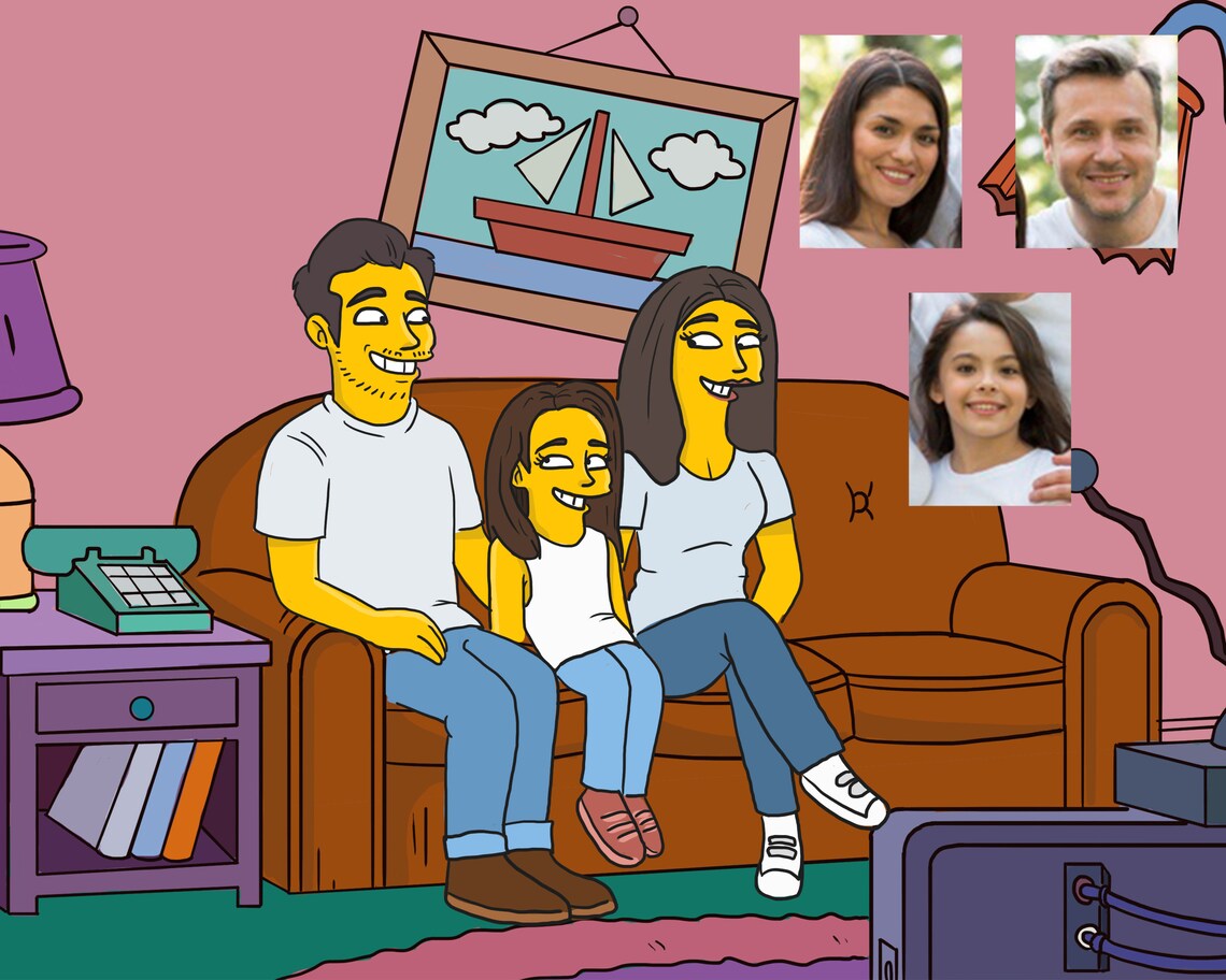 Simpson Family Portrait Digital Simpsonize Me Cartoon Me | Etsy