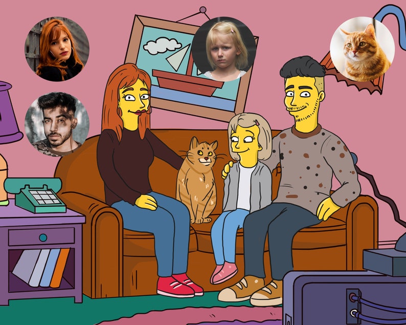 SALE Simpsons Portrait Custom Family Portrait Custom | Etsy