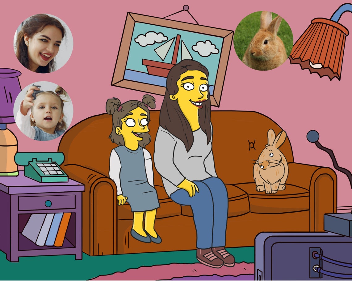 Simpsons Portrait Simpsons Family Portrait Custom Simpsons | Etsy
